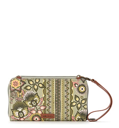 Sakroots womens Canvas, Large Smartphone Crossbody Bag in Coated Canvas Convertible Purse with Detachable Wristlet Strap I, Olive Tapestry World, One Size US