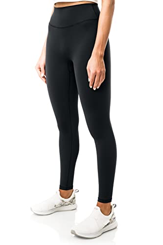 Kamo Fitness Serenity No Front Seam Leggings 25" Inseam Yoga Pants High Waisted Soft Workout Tights (Black, M)