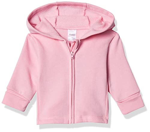 Hanes, Zippin Soft 4-Way Stretch Fleece Hoodie, Babies and Toddlers, Precious Pink/Pink Freeze, 18-24 Months