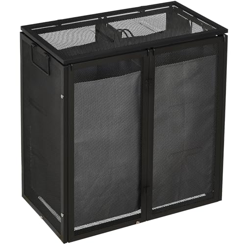 Crkmire Heavy Duty Metal Wire Laundry Hamper Lid, 29Gal (110L) 2 Section Divided Laundry Basket Double Clothes Hamper Bin for Laundry Room, Bedroom, Dorm & Kids