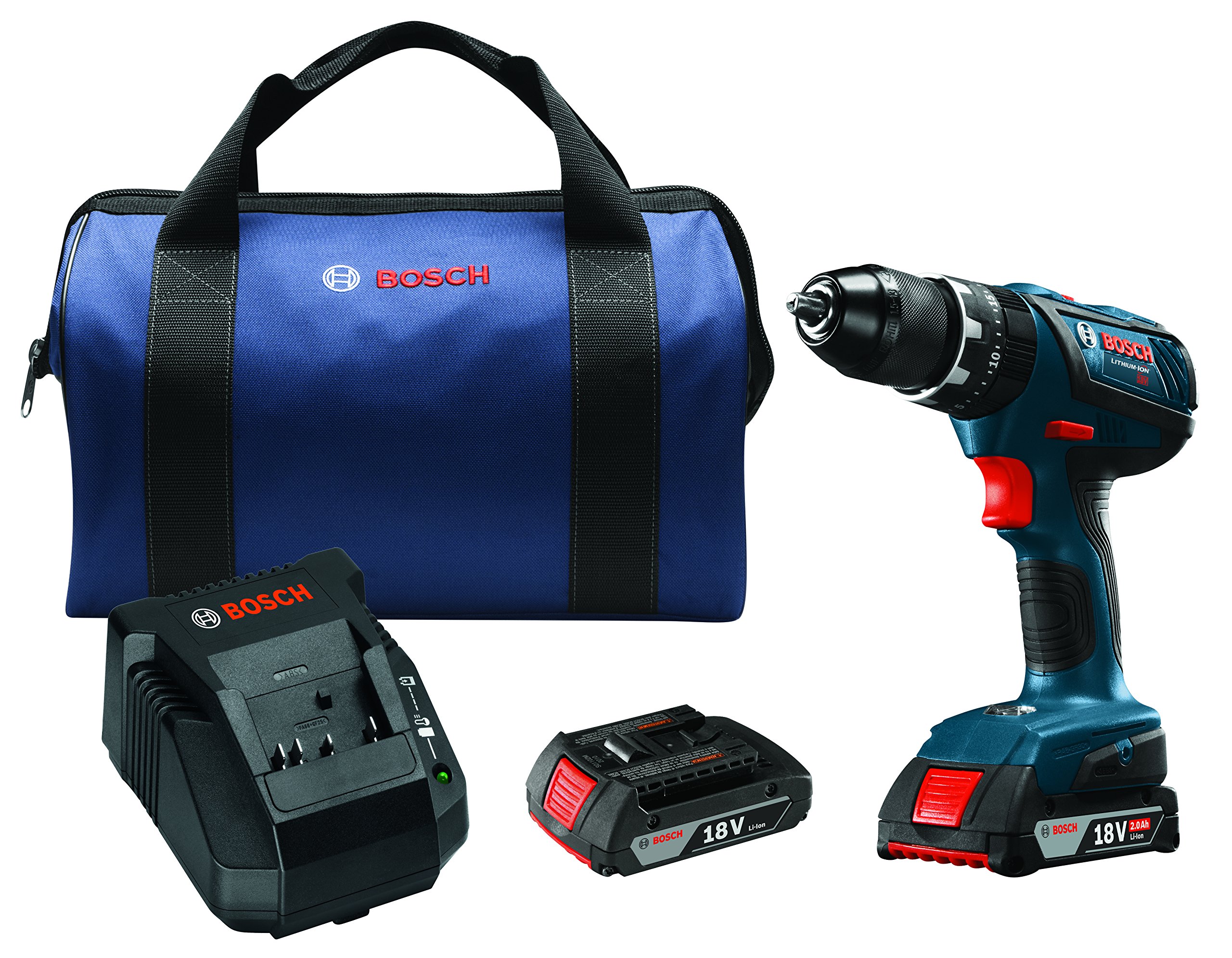 Bosch HDS181A-02 18V Lithium-Ion 1/2" Compact Tough Hammer Drill/Driver Kit with SlimPack Batteries
