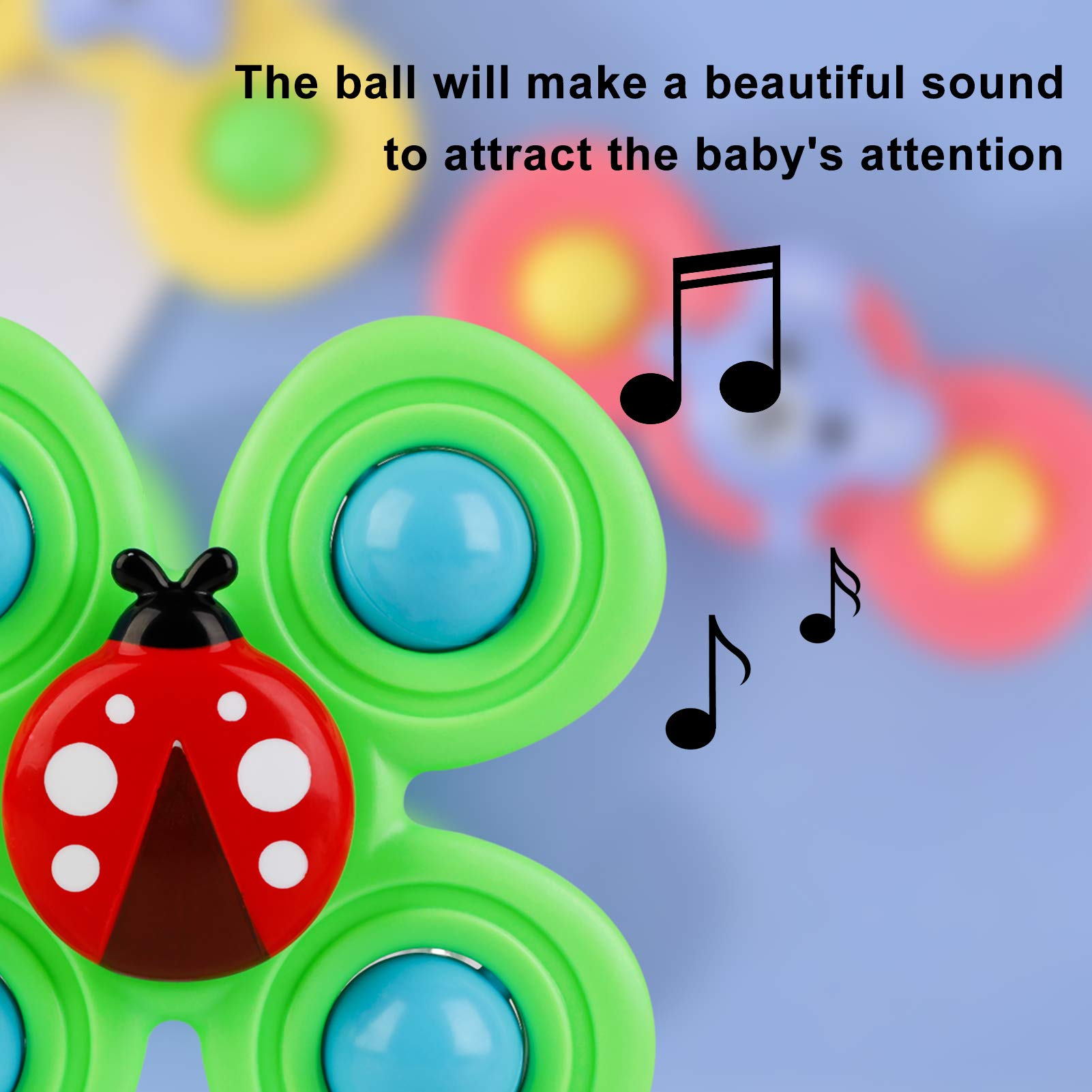 Suction Cup Spinning Top Toy Baby Bath Toy 3 PCS, COSYOO Spin Sucker Spining Top Spinner Toy Early Learner Toys for Baby Toys