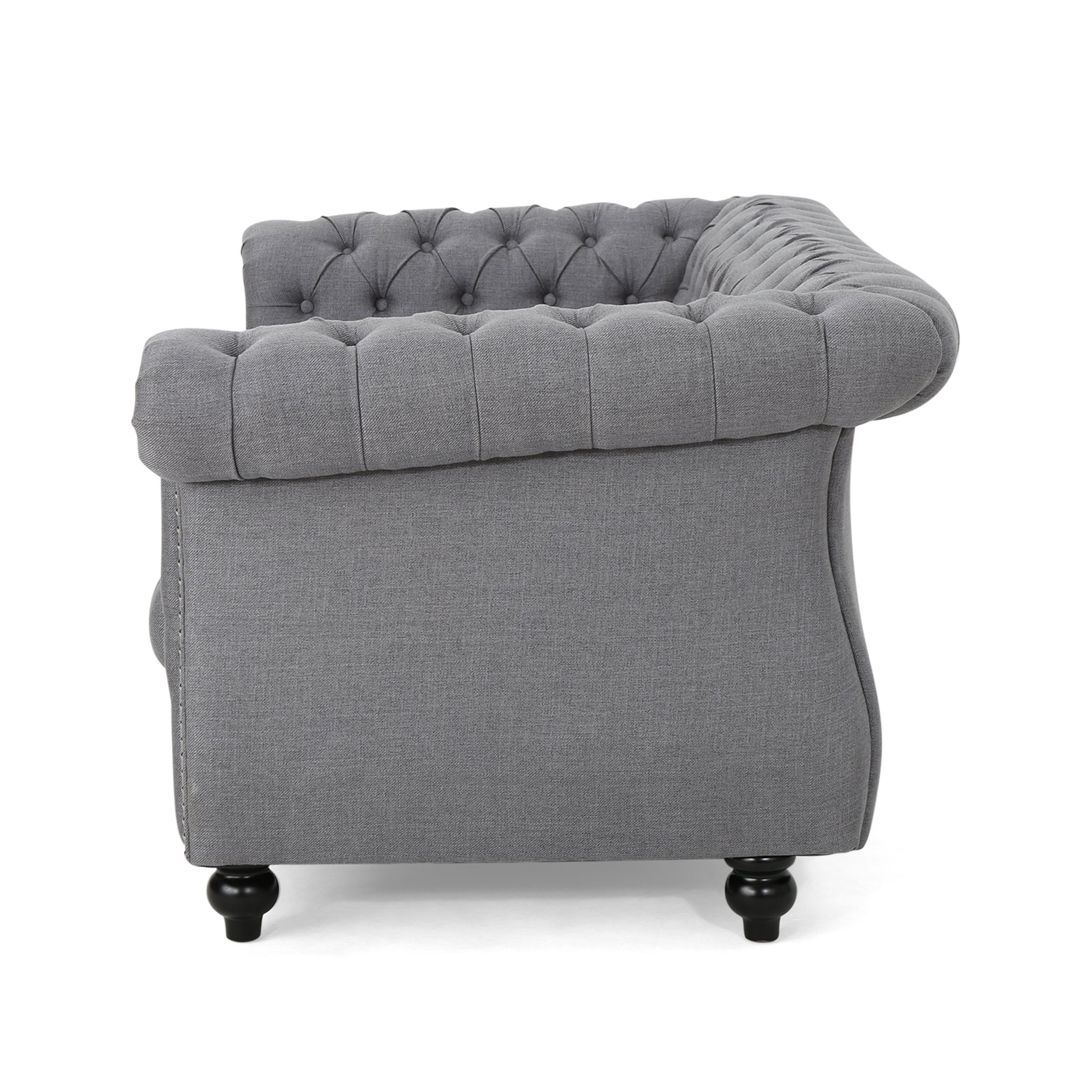 Christopher Knight Home GDFStudio Kyle Traditional Chesterfield Loveseat Sofa, Gray and Dark Brown, 61.75 x 33.75 x 27.75