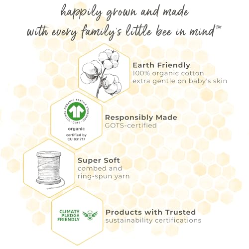 Burt's Bees Baby Organic Cotton Short & Long Sleeve Bodysuits for Infants in Dusty Dandelions, 18 Months
