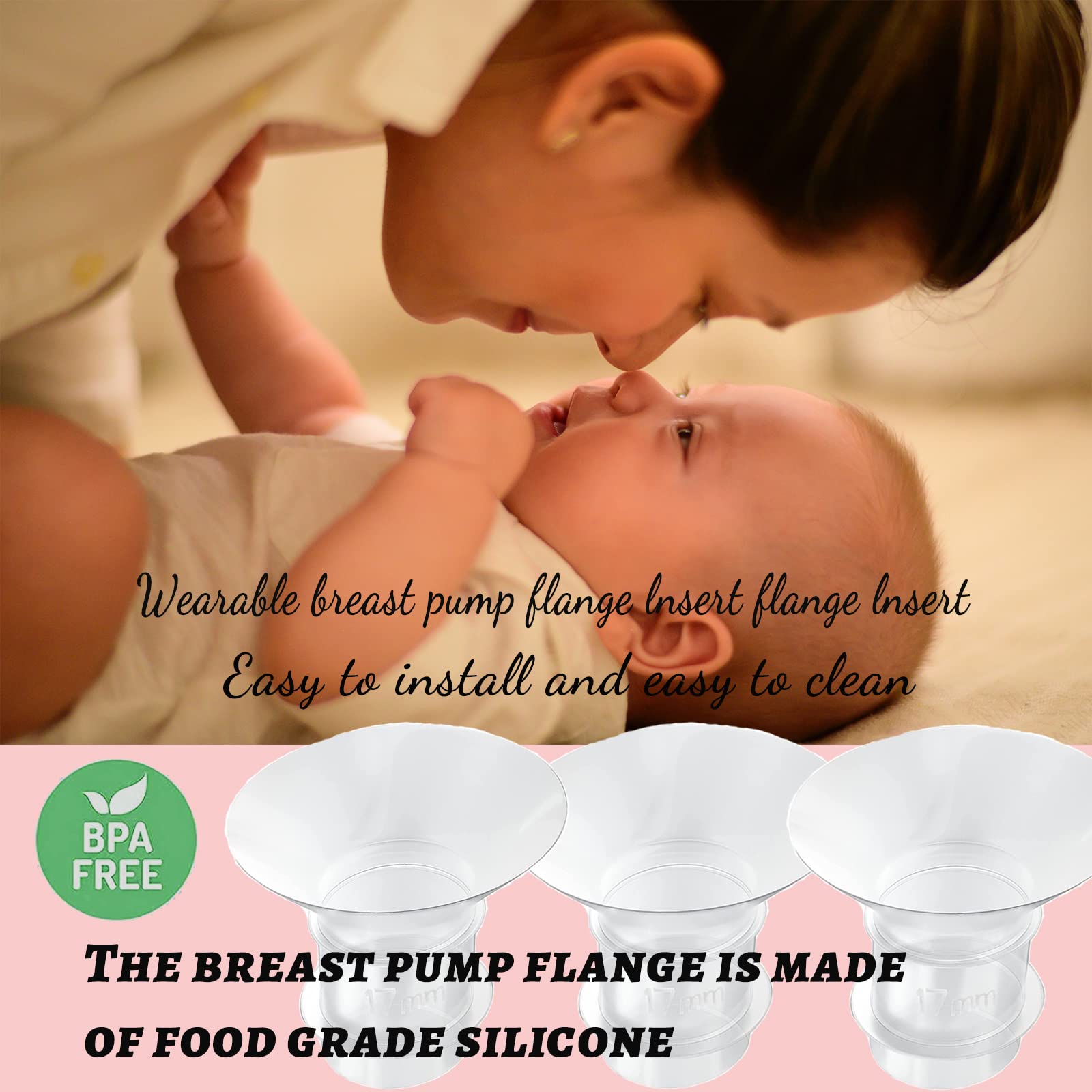 bliblo 6pcs Flange Insert 17mm, Compatible with TSRETE/Bellababy/Lansinoh/momcozy S9/S12/S9pro/S12pro,Wearable Breast Pump Shields/Flanges,Milk Collector 24mm Universal (17mm)