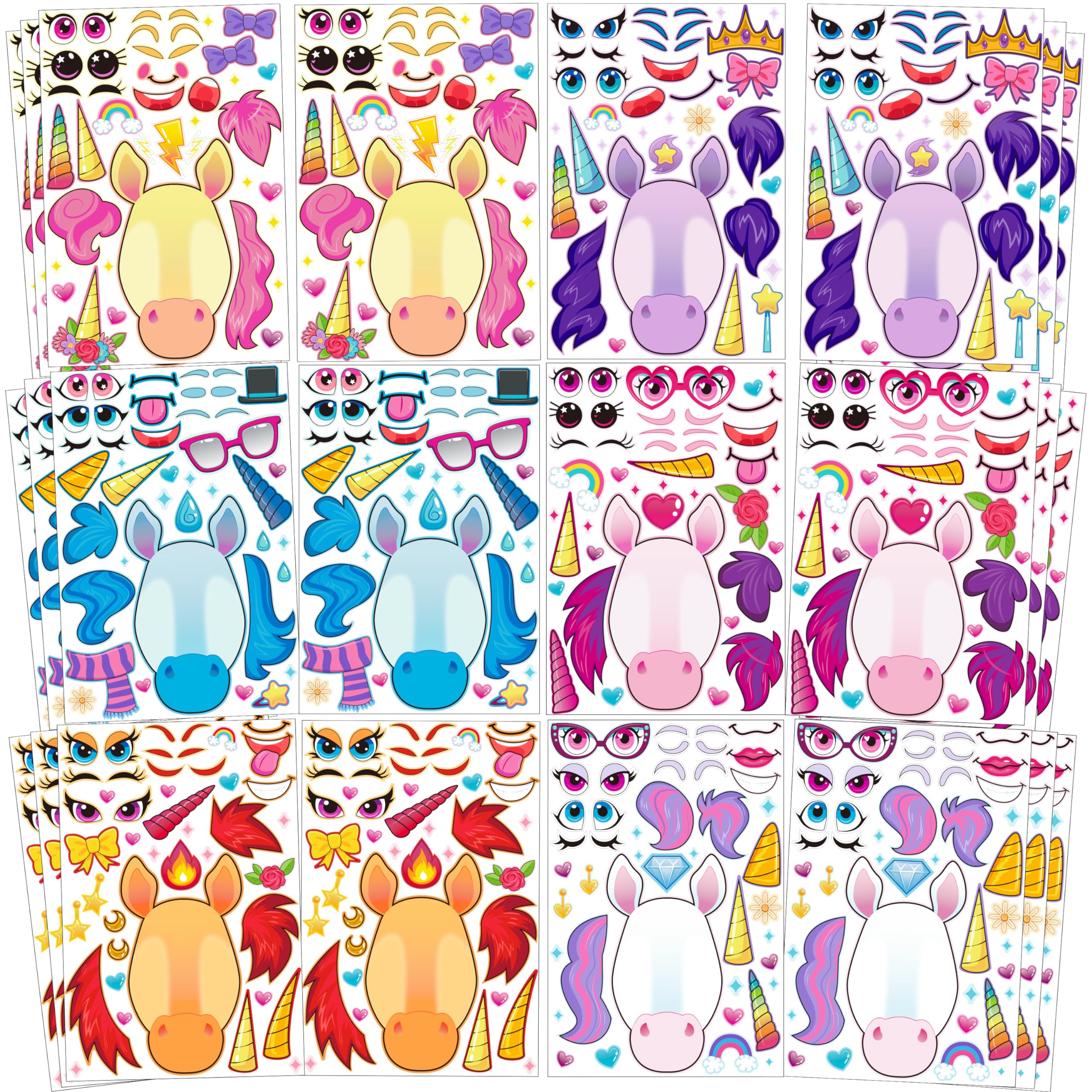 JOYIN 36PCS 9.8"x6.7" Make a face Stickers for Kids, Make Your Own Unicorn Stickers, Party Favors Kids Crafts, Goodie Bags Stuffers for Kids, Classroom Rewards