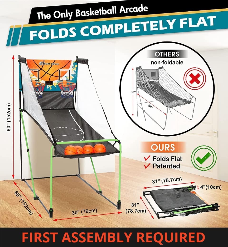NET PLAYZ Electronic Basketball Arcade Game - Indoor Sport Games for Kids & Adults Birthday, Office Christmas Party Activities Style: Ejet Games, Black (EIR008402023)