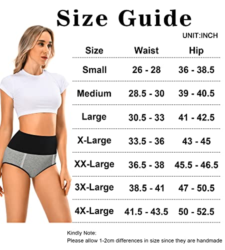 MISSWHO Cotton High Waisted Womens Underwear, Tummy Control Postpartum Essential Panties Full Coverage, C Section Ladies Briefs Plus Size Underpants 5 Pack Size 7 Large