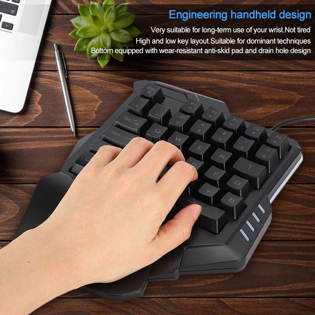 One Hand Gaming Keyboard, OneHanded Throne Left Hand Mechanical Keypad Mobile Game External, Ergonomic High and Low Key Design for Better Gaming Experenice