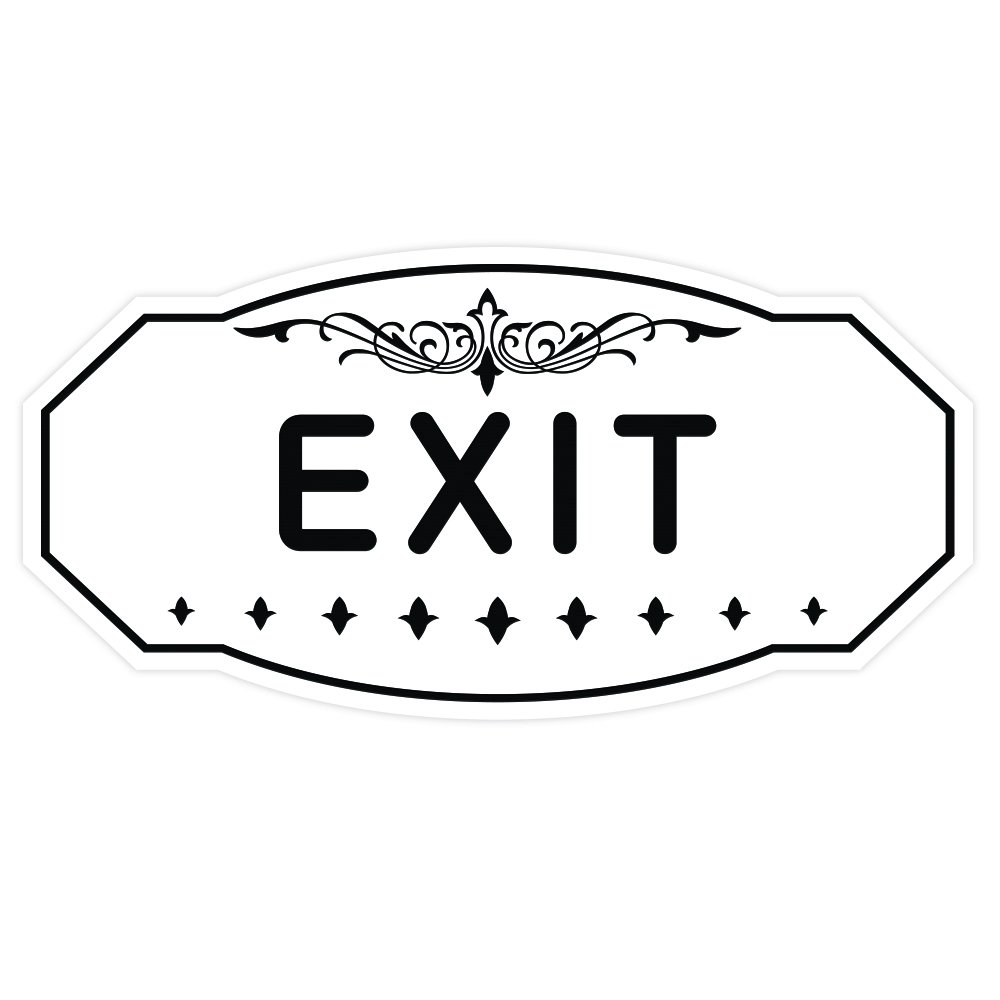 EXIT Victorian Door/Wall Sign (White) - Small 3" x 6"