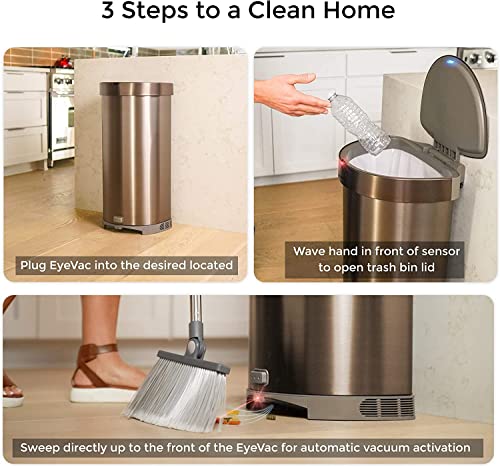 EyeVac+ 2in1 Touchless Trash Can & Vacuum β 13 Gallon Stainless Steel Automatic Motion Sensor Trash Bin β Powerful Suction & Touch Free Vacuum β Ideal for Kitchen