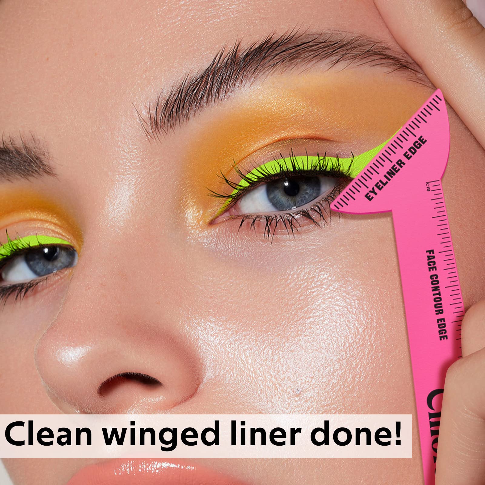 Cilrofelr 4 in1 Eyeliner Stencils for Hooded Eyes, Reusable Eyeliner Stencils Tool for Beginners, Multi-purpose Makeup Tool for Winged Eyeliner, Defined Eyebrow, Face Contour and Lip Line - Orange