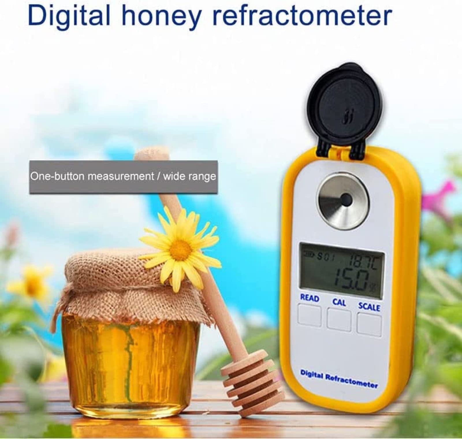 Digital Honey Refractometer/High Accuracy Honey Moisture Tester with ATC for Maple Syrup, and Molasses, Bee Keeping Supplies, 0-90% Brix Scale Range,Tranquillity69