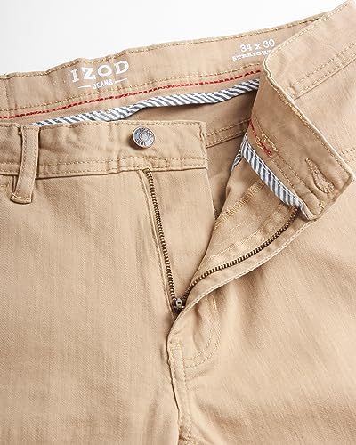 IZOD Men's Jeans - Comfort Stretch Denim Jeans - Casual Straight Leg Jeans for Men, Size 36W x 30L, Khaki