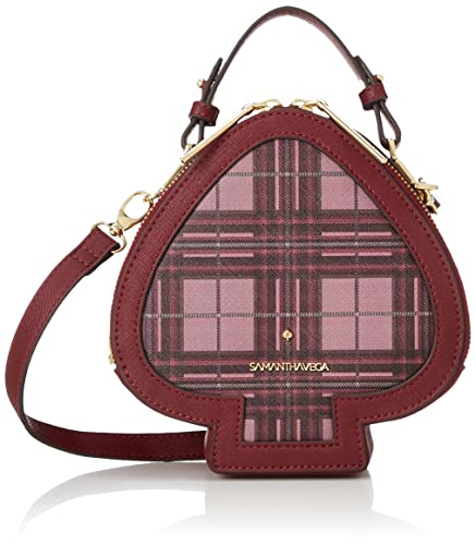Samantha Vega Women's Handbag, Plaid Spade Motif Bag, Wine Red