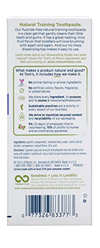 Tom's of Maine Fluoride-Free Toddler Training Toothpaste, Mild Fruit, 1.75 oz.