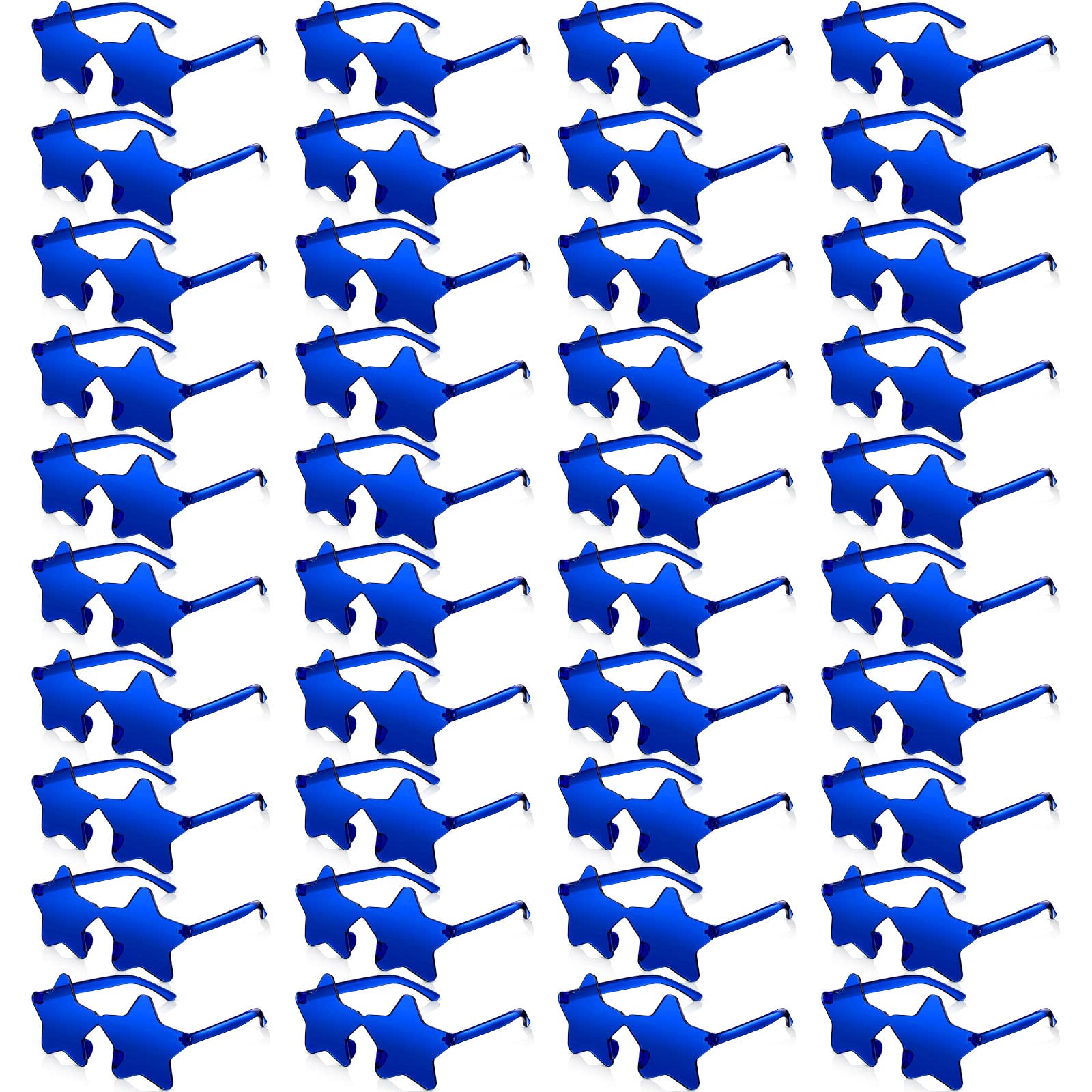Cindeer 40 Pairs Rimless Star Shape Sunglasses Colorful Transparent Sunglasses Pentagram Glasses for Party(Royal Blue)