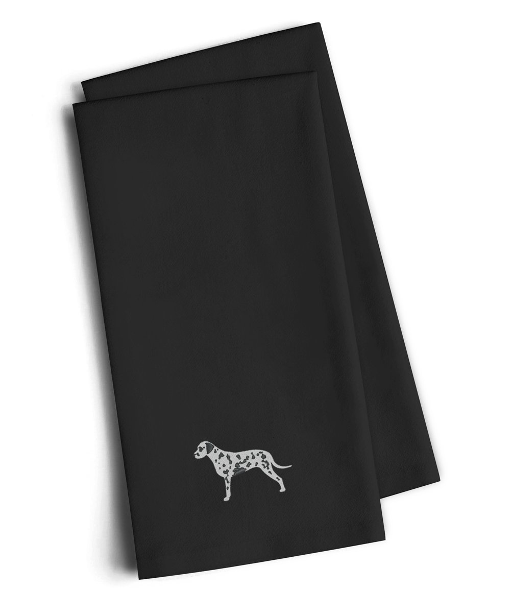 Caroline's Treasures BB3383BKTWE Dalmatian Black Embroidered Towel Set of 2 Decorative Bathroom Guest Hand Towel for Hand, Face, Tea, Dishcloth, 19 X 25, Black