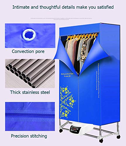 Clothes Dryer 110v-240v Foldable Electric Portable Household Folding-Dry Machine with Remote Control Adjustable Timer Low Noise for Home,Laundry,Apartment 1500W (Blue-Elephant)