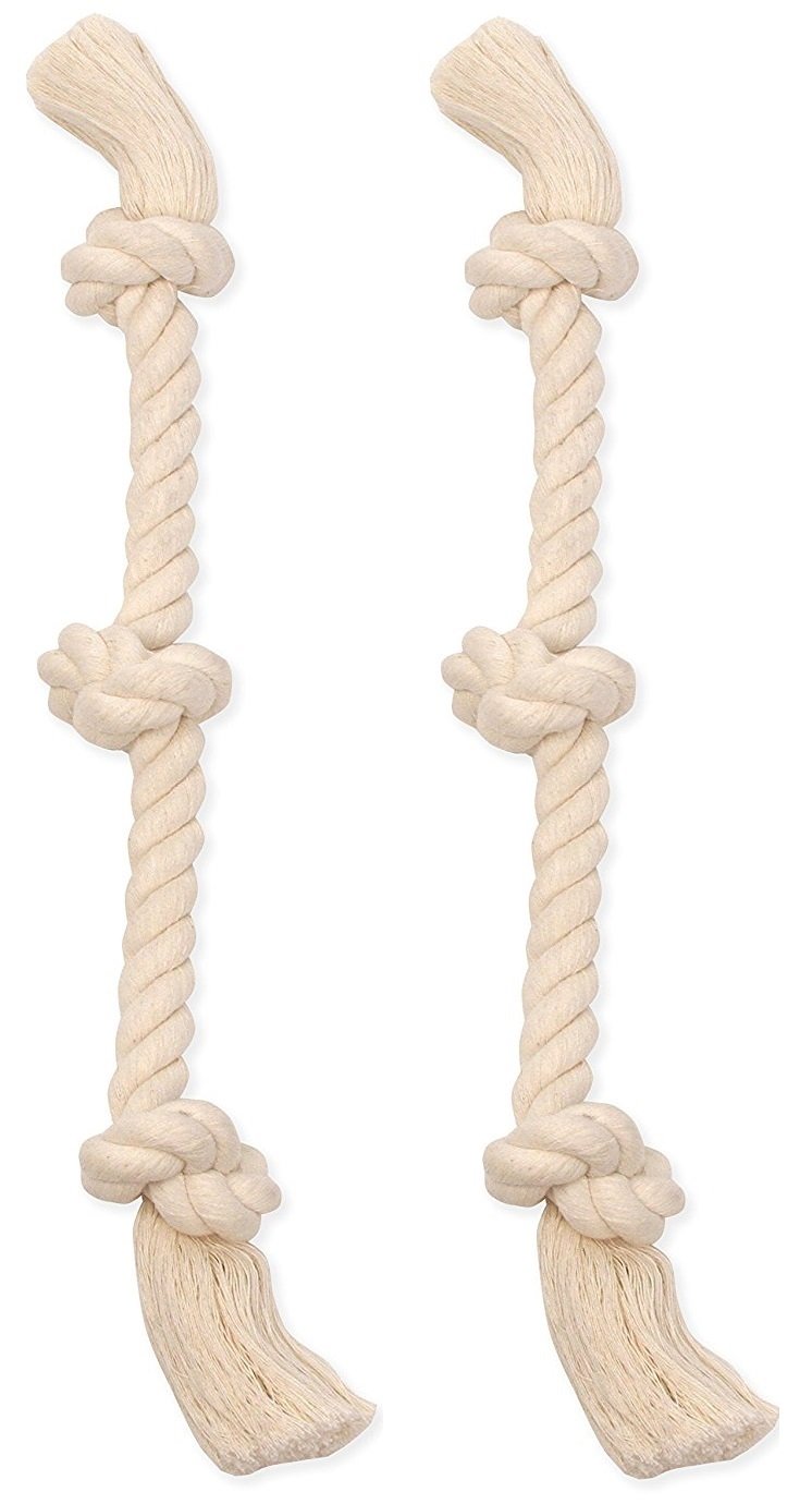 FLOSSY CHEWS COTTON 3 KNOT ROPE TUG DOG TOY
