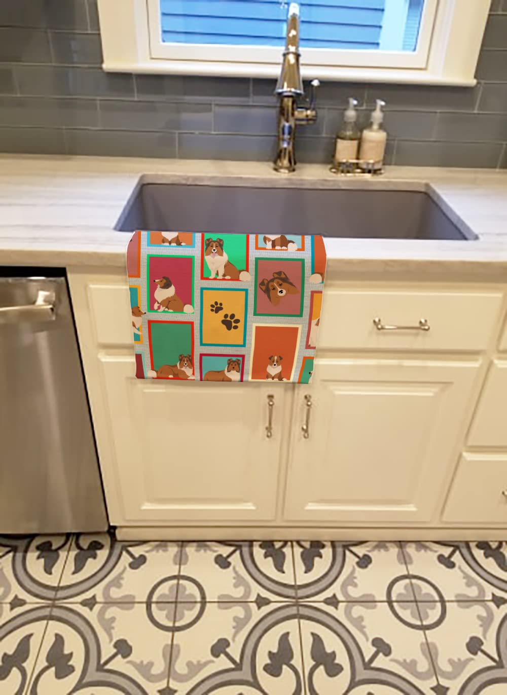Caroline's Treasures MLM1121KTWL Lots of Sheltie Kitchen Towel Dish Cloths Guest Hand Towel Decorative Bathroom Towel for Face,Tea, Dishcloth, Kitchen and Bath