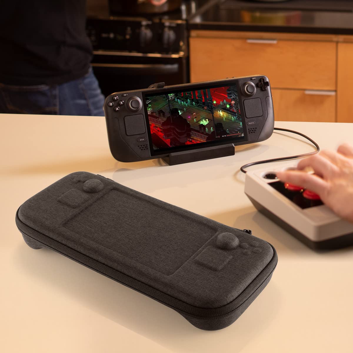 Case for Steam Deck, Portable Travel Carrying Case, Hard Shell Storage Bag Carry Case, Fits Steam Deck Console with TPU Soft Cover, Gifts for Men (Slim)