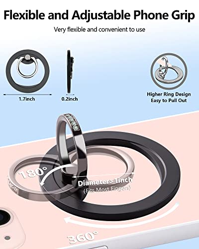 Magnetic Phone Grip (MagGo) Removable Phone Holder Stand Adjustable Finger Ring Grip Compatible with Magsafe for All Smartphone/Case (Rose Gold)