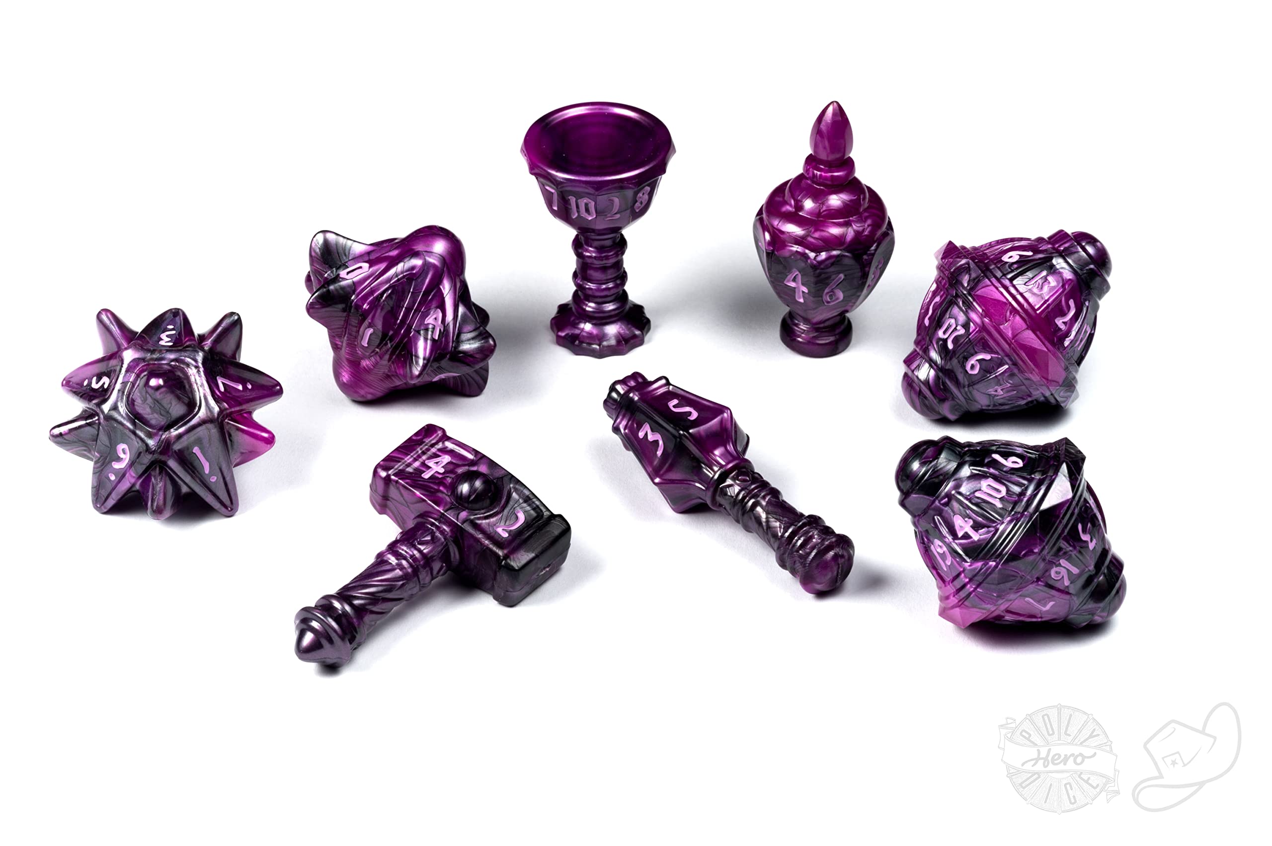 PolyHero Cleric 8 Dice Set (Vile Violet)