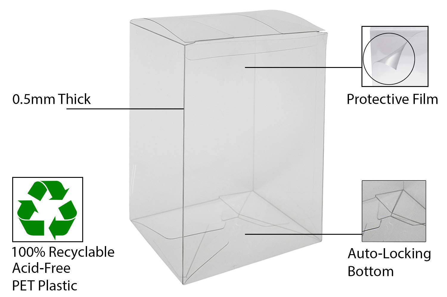 Viturio Plastic Box Protector Cases Compatible with Funko Pop! 6" Inch Vinyl (10 Pack) Clear .50mm Thick