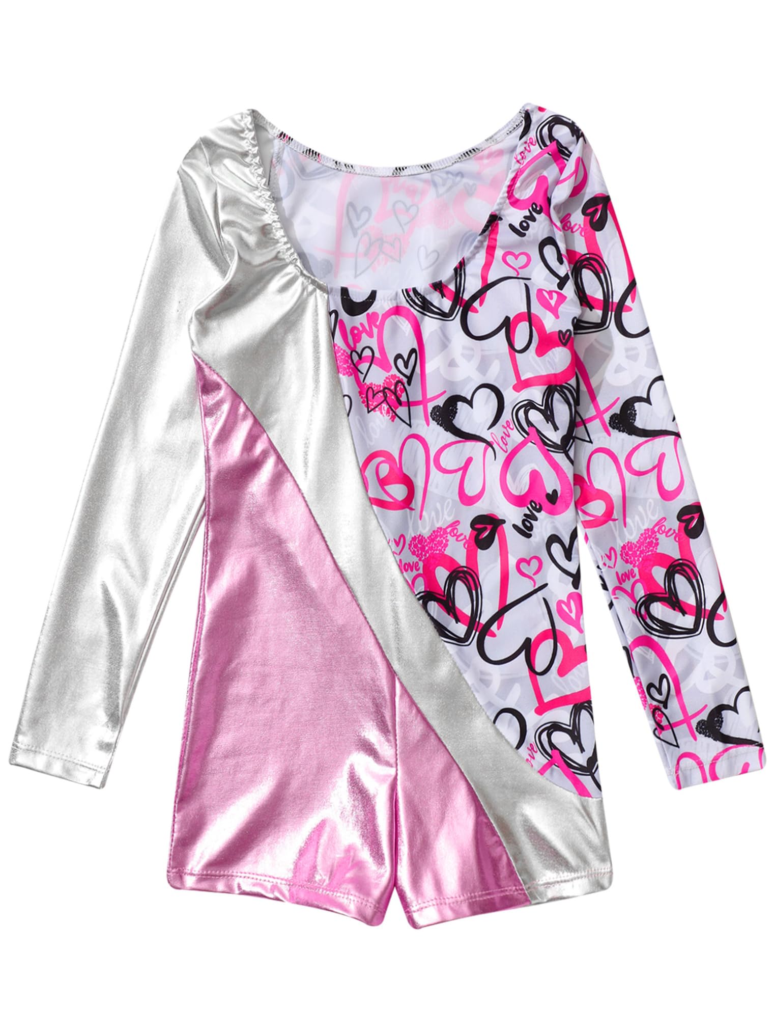 Choomomo Junior Girls Mesh Splice Gymnastics Dance Leotard One Piece Sports Workout Jumpsuit Pink 8 Years