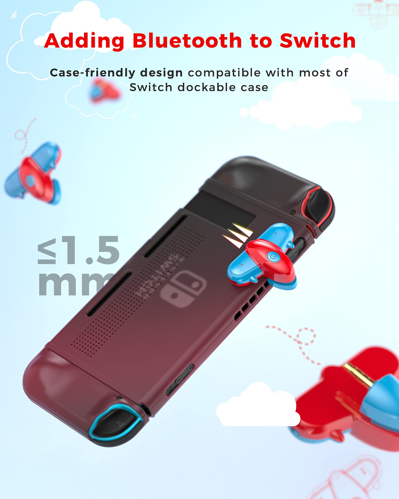 Vivefox Switch Bluetooth Adapter - Bluetooth 5.0 Audio Transmitter Compatible for Nintendo Switch/Lite 3.5mm Audio Adapter with APTX Low Latency Supports Wireless Bluetooth Headphones and Speakers