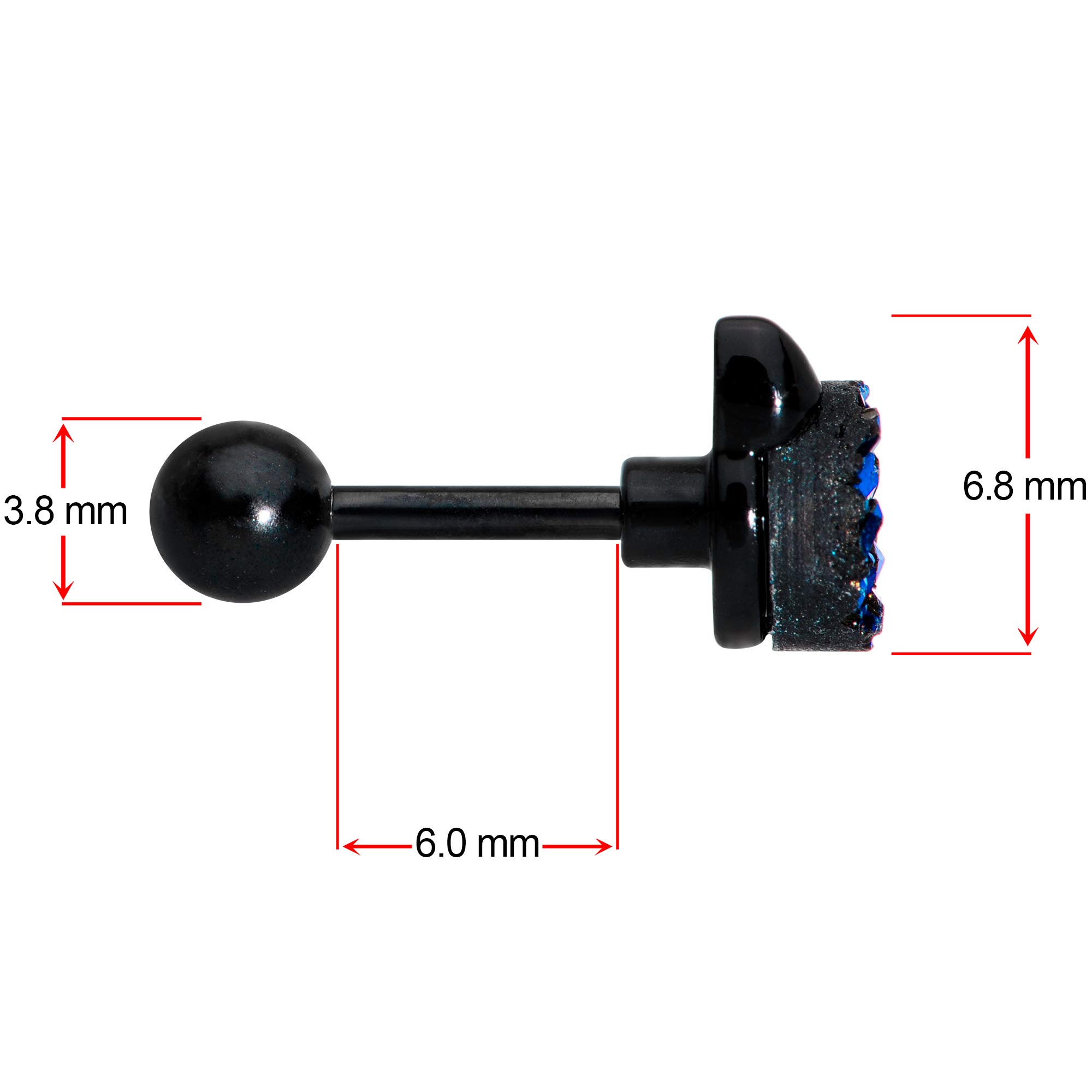 Body Candy 16G Black Plated Steel Helix Stud Tragus Cartilage Earring Blue Accent Black Cat Body Jewelry 6mm