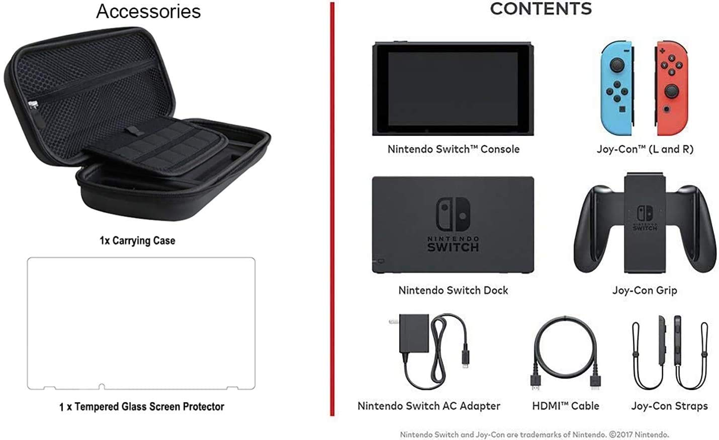 Newest Nintendo Switch with Neon Blue and Neon Red Joy-Con - 6.2" Touchscreen Display, 32GB Internal Storage - Family Christmas Holiday Gaming Bundle w/CUE Accessories