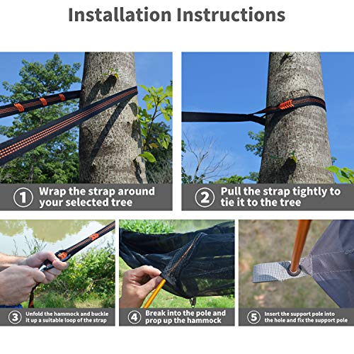 Camping Tree Hammock with Mosquito and Bug Netting - Parachute Lightweight Nylon - Portable Ultralight - for Indoor, Outdoor, Hiking, Camping, Backpacking, Travel, Backyard, Beach