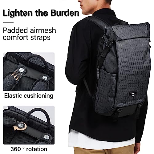 Hanke multifunctional carry on travel backpack Fits 15.6 inch latpot,Lightweight hiking backpack for women & men,Waterproof Friendly Durable Rucksack Weekender Bag Daypack.(Graphite Black)