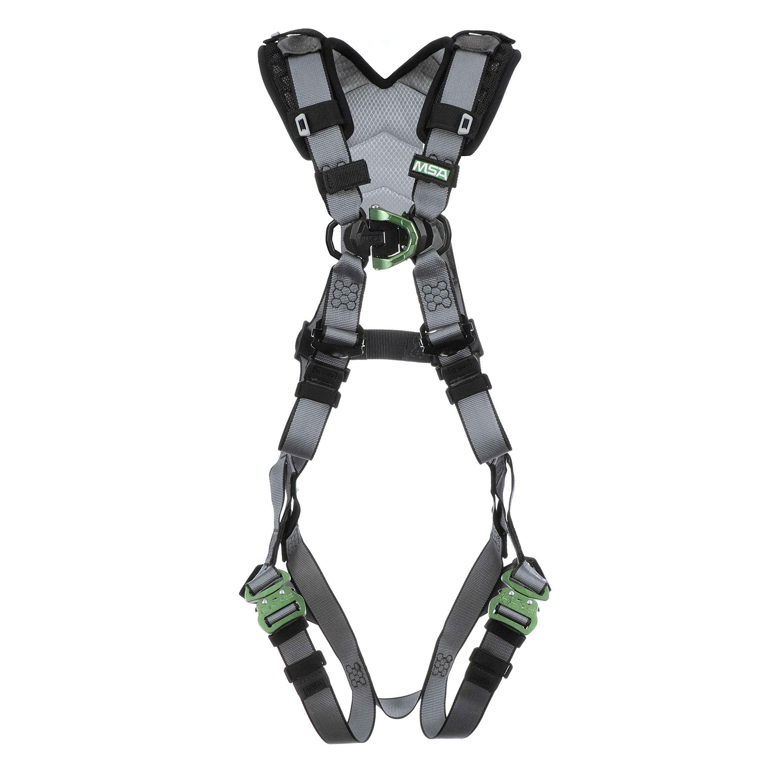 MSA 10194630 V-FIT Full Body Safety Harness - Size: Medium, D-Ring Configuration: Back, Quick Connect Leg Straps, With Shoulder Padding, Full Body Harness