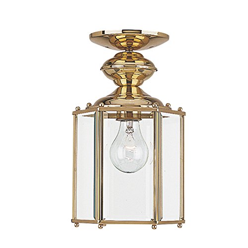 Sea Gull Lighting 6008-02 Classico Outdoor Semi-Flush Mount Convertible Pendant Outside Fixture, One - Light, Polished Brass
