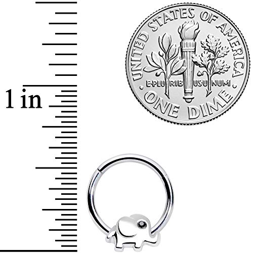 Body Candy 16G 316L Steel Hinged Segment Ring Seamless Cartilage Nipple Ring Elephant Nose Hoop 3/8"