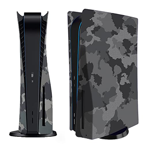 Face Plate Cover Shell for PS5 Disc Edition Console Faceplates, Playstation 5 Accessories Protective Replacement Panels (Gray Camouflage)