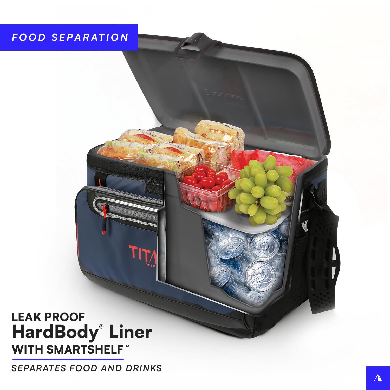 Titan by Arctic Zone Deep Freeze Cooler - 48 Can Zipperless Hardbody Cooler - Deep Freeze Insulation, HardBody Liner, and SmartShelf - Moss