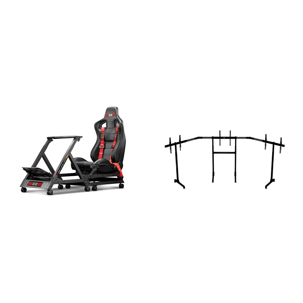 Next Level Racing GTTrack Simulator Cockpit (NLR-S009) & Free Standing Triple Monitor Stand (NLR-A010)