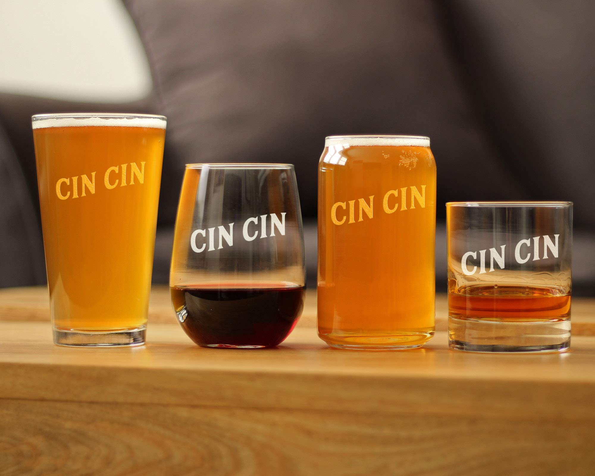 Cin Cin Italian Cheers - Stemless Wine Glass - Unique Italy Themed Gifts or Party Decor - Large 17 Ounce