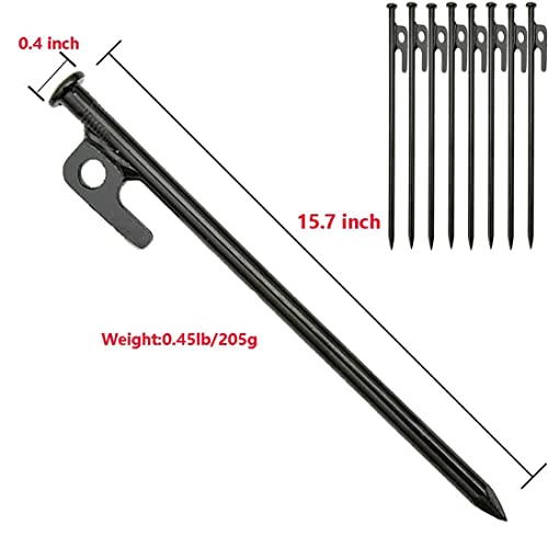 bimiti 20 Pack Tent Stakes Heavy Duty 16 inch Forged Steel Solid Tent Pegs Metal Ground Camping Stakes for Camping Unbreakable and Inflexible
