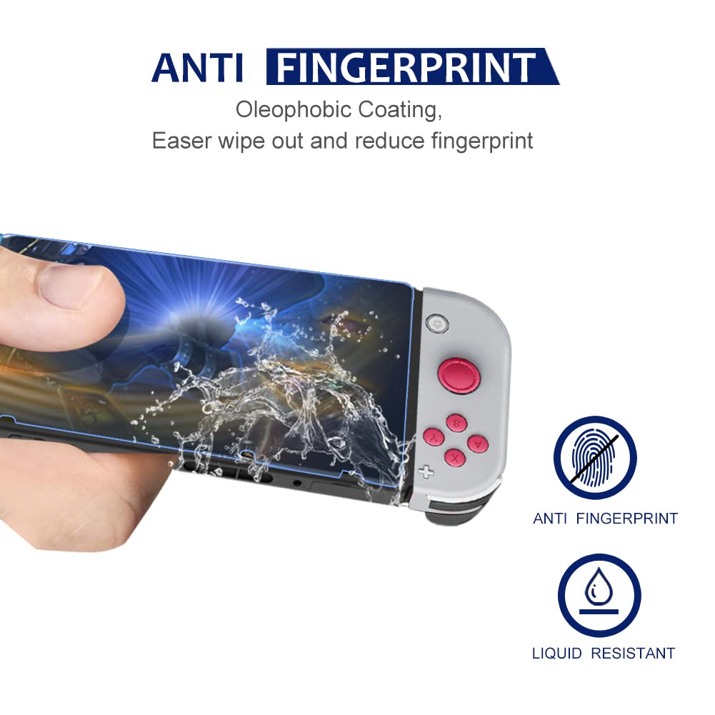 POOX】Glass Screen Protector for Nintendo Switch OLED, Anti Blue light UV Ray tempered glass Protection film Eyes Protect Profession For game Super HD Anti Fingerprint, scratch resistance(2-PACK)