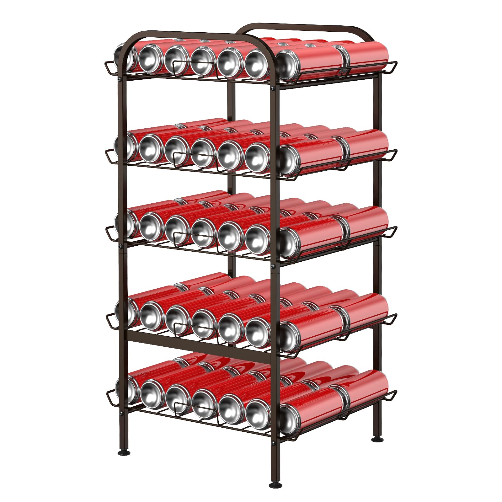smusei 5 Tier Water Bottle Organizer Vertical Free Standing Storage Shelf Metal Beverage Rack Dispenser Large Capacity Bottled Water Holder Stand for Kitchen Party Pantry, Bronze