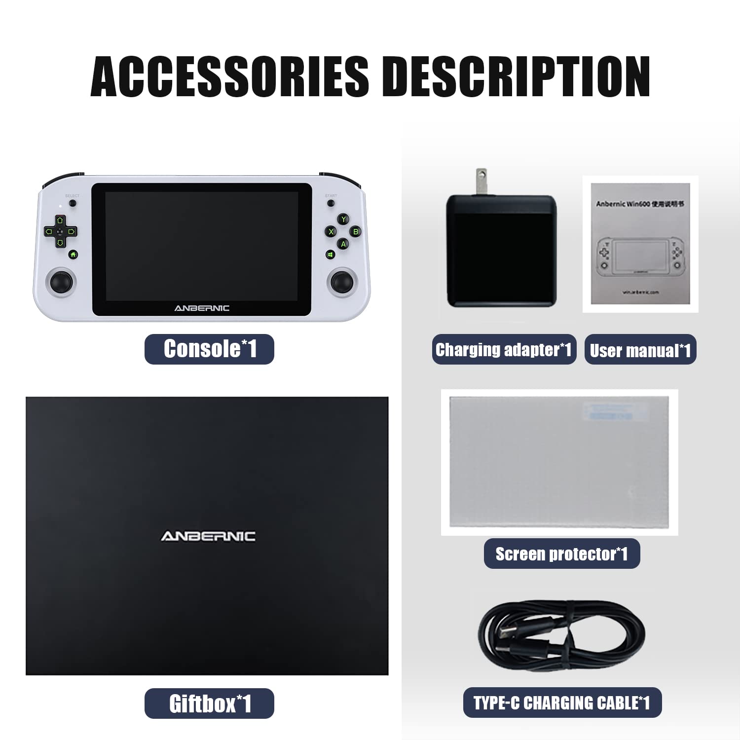Cintwor WIN600 5.94’’ PC Handheld Game Console, AMD Athlon Silver 3050e Dali APU up to 2.8GHz, AMD Radeon RX Vega3 Graphics, 8G DDR4 RAM, 256GB SSD and Built-in Win10 System (White)