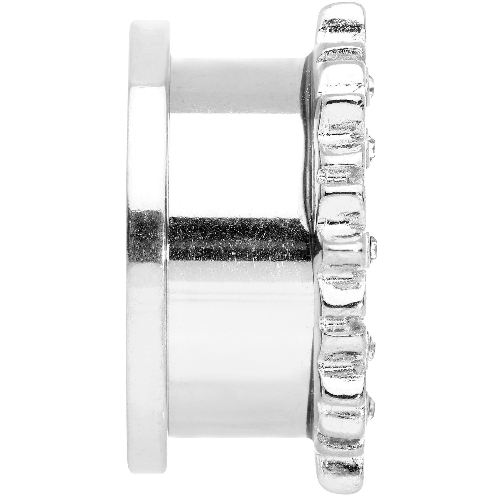 Body Candy 2Pc Womens 316L Steel White Leaves 11/16" Double Flare Screw Fit Tunnel Plug Ear Plug Gauges Set