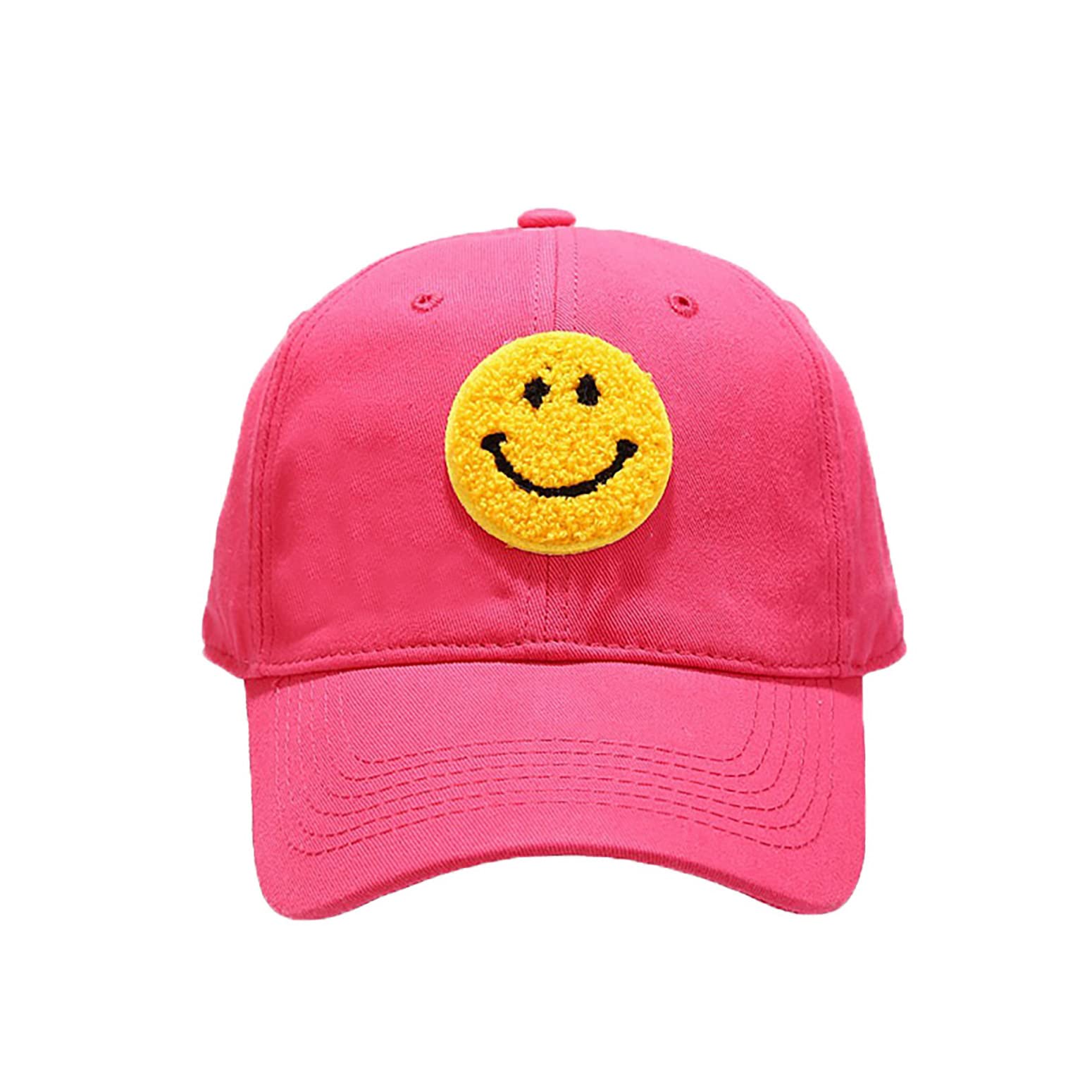 Cioatin Face Patch Baseball Cap Unisex Low Profile Dad Hat Men Women Happy Sport Hat Cotton Preppy Students Cap, Hot Pink