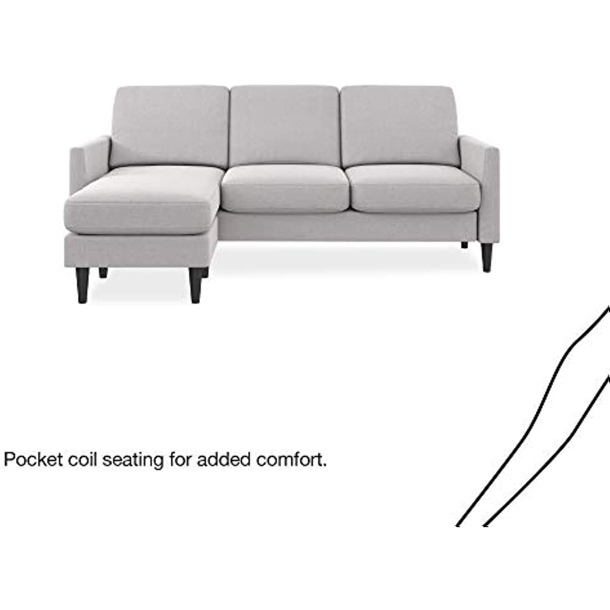FANCUF Sofa Sectional, Light Gray Linen,Sectional Sofa L Shape Couch with Wide Chaise Lounge