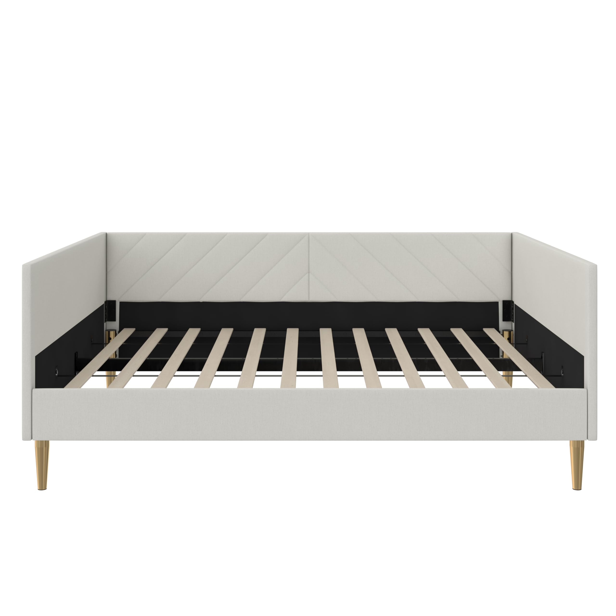 DHP Alicent Full Upholstered Daybed with Gold Metal Legs, Gray Linen